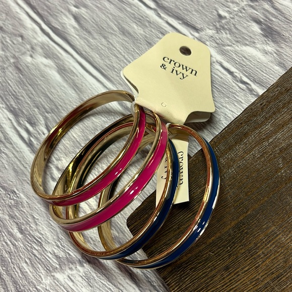 crown & ivy | Jewelry | 6 For 35 Nwt Crown Ivy Gold Pink Navy Enamel ...